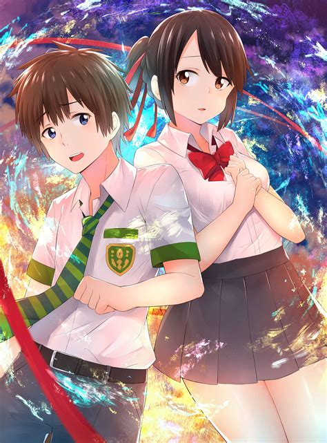 Miyamizu Mitsuha Tachibana Taki Makoto Mitsuha And Taki Your Name