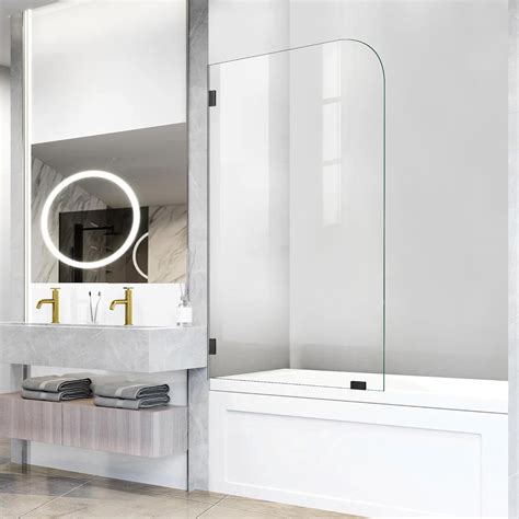 Frameless Bathtub Shower Door 34 W X 58 H Single Fixed Bath Panel