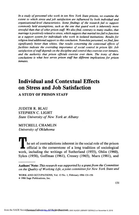 pdf individual and contextual effects on stress and job satisfaction