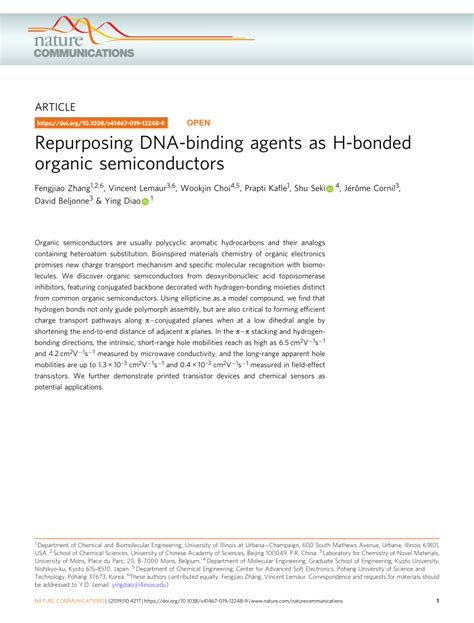 Pdf Repurposing Dna Binding Agents As H Bonded Organic Semiconductors