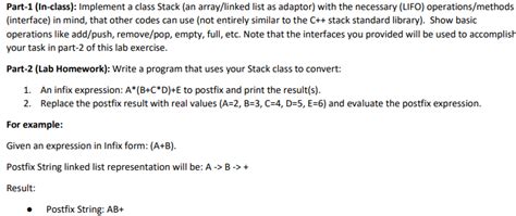 Part 1 In Class Implement A Class Stack An