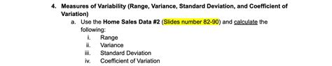 Solved 4 ﻿measures Of Variability Range ﻿variance