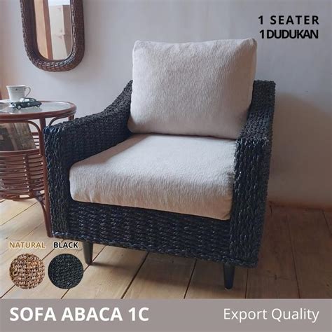 Promo Abaca Sofa Abaca 1 Seater Natural Dudukan Serat Pisang Kursi Ruang Tamu Black Kab