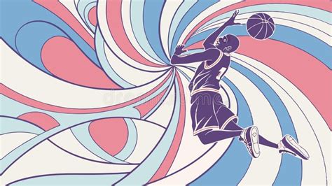 Dynamic Illustration Of A Basketball Player In Action With Abstract Background Vector Design