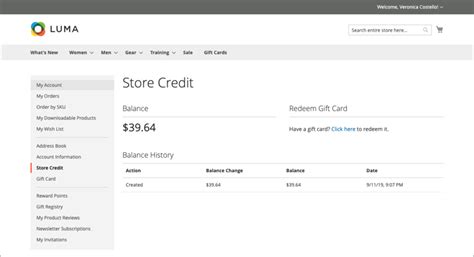在客户帐户仪表板中存储贷项 Adobe Commerce
