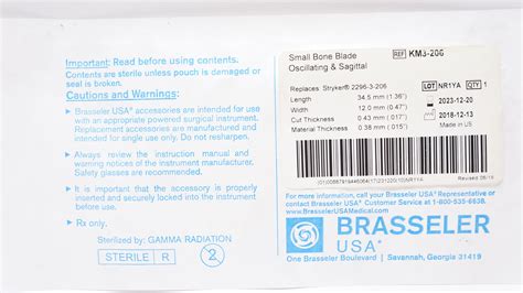 Brasseler Km3 206 Oscillating And Sagittal Small Bone Blade 136 X 047inch