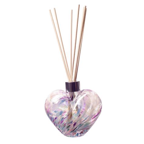 Amelia Art Glass Heart Reed Diffuser In Pink And Blue Plum Retail