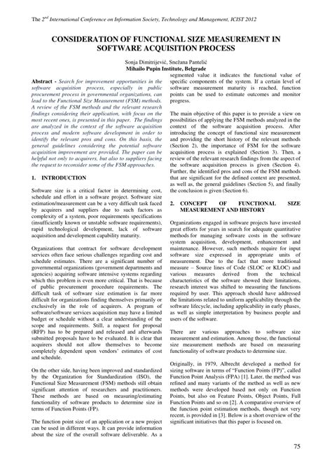 Pdf Consideration Of Functional Size Measurement In Software