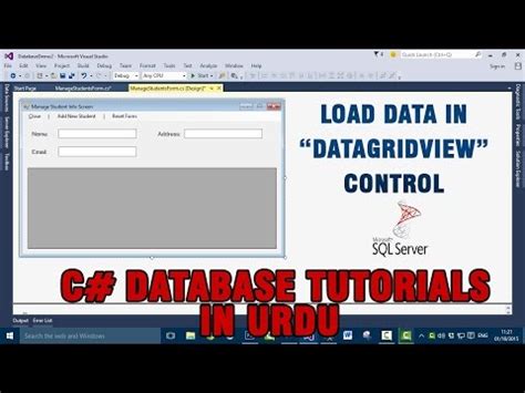 P C Database Tutorial In Urdu Loading Data In DataGridView Control Video Lecture C