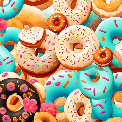 Premium Photo Donuts Seamless Pattern