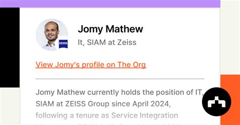 Jomy Mathew It Siam At Zeiss The Org
