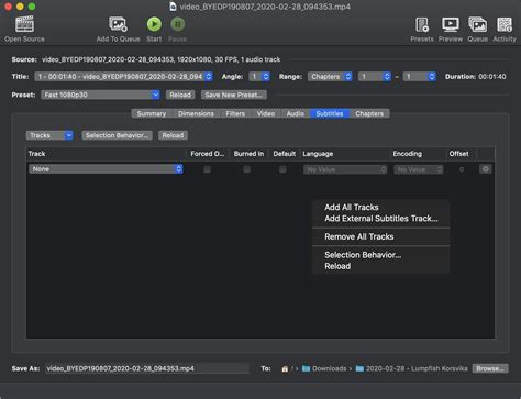 permanently overlay dive telemetry on video file using handbrake on