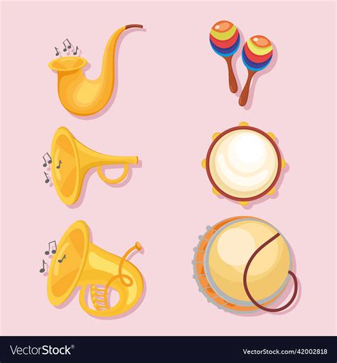 Six Musical Instruments Icons Royalty Free Vector Image