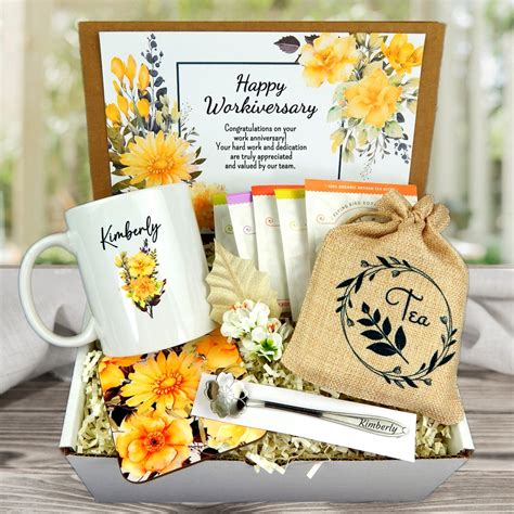 Workiversary T Basket Personalized Mug Herbal Tea Coaster Etsy