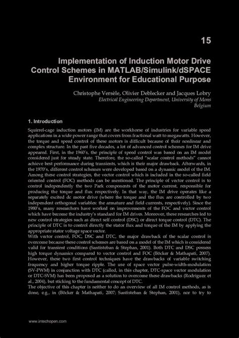 Pdf Implementation Of Induction Motor Drive Control Techweb