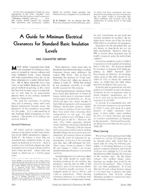 Pdf A Guide For Minimum Electrical Clearances For Standard Basic