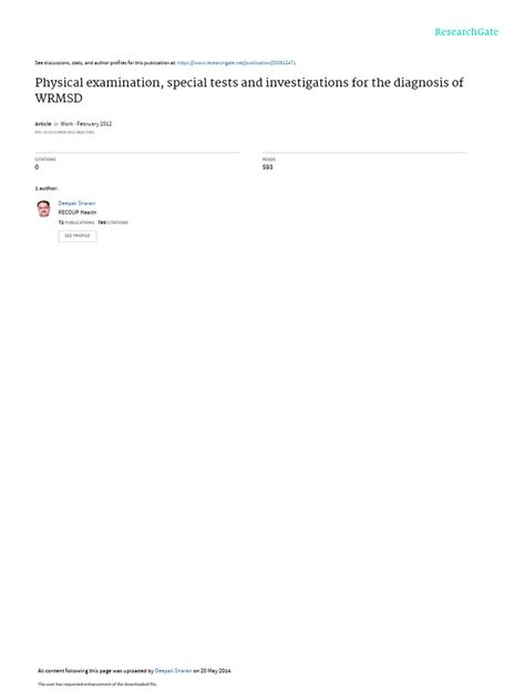 Assessment Wrmsd Pdf Medical Diagnosis Clinical Medicine