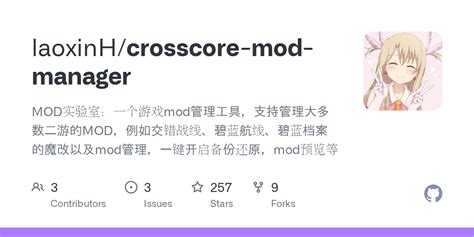 Github Laoxinhcrosscore Mod Manager Mod实验室：一个游戏mod管理工具，支持管理大多数二游的