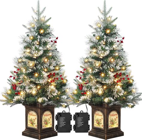 3ft Pre Lit Artificial Mini Christmas Tree With 78 Led Lights And Vintage