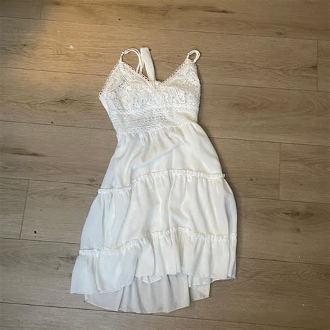 Small White Lace Sun Dress Tie Back Lace Sundress Depop