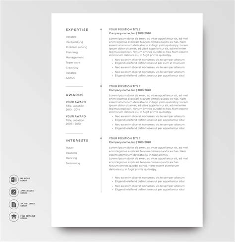 Classic Resume Template 120650 Color Green Ms Word