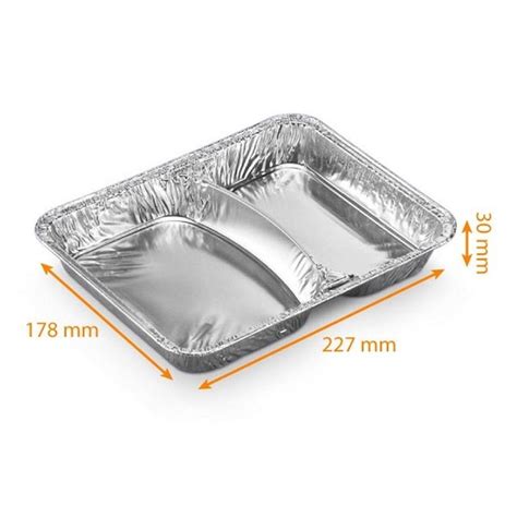 Plats Aluminium 2 Compartiments 227x178x30mm Pc 2 Réf5582 Par 100