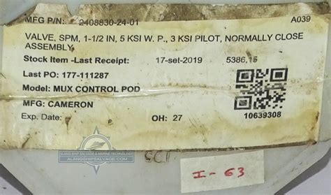 Cameron Mux Control Pod Valve Spm 1 12 In 5 Ksi Wp3 Ksi Pilot