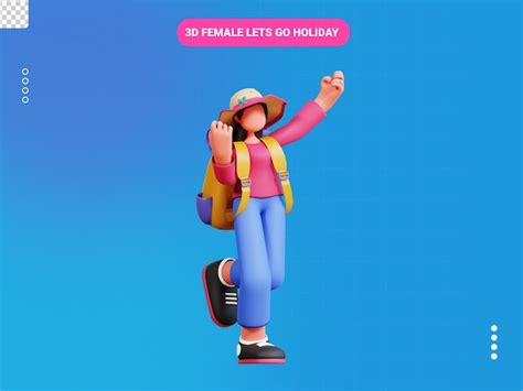 Premium Psd Female Lets Go Holiday 3d Character