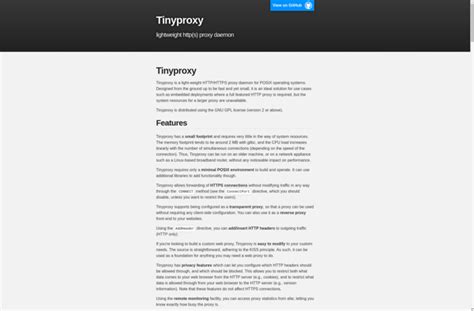TinyProxy Lightweight Open Source HTTPS Proxy Server Sugggest