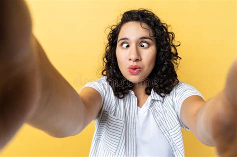 Woman Making Point Of View Photo Pov Making Selfie Standing With