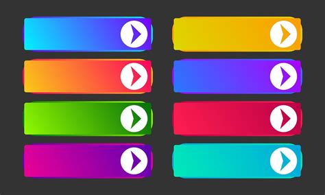 Colorful Gradient Buttons With Arrows Set Of Eight Modern Abstract Web