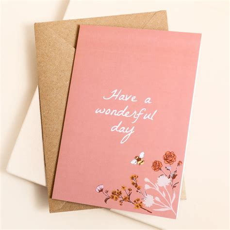 Have A Wonderful Day Pink Floral Greetings Card Lisa Angel