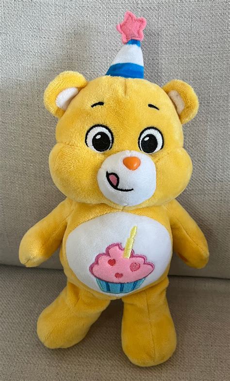 Birthday Bear 9” Care Bear Yellow Plush Toy With Hat Tcfc Basic Fun Etsy