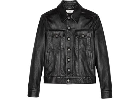 Saint Laurent Denim Style Lambskin Leather Jacket Black Mens Us