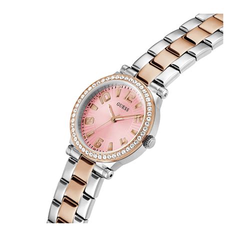 Guess Womens Watch Silver And Rose Gold Tone Case Quartz Gw0686l4