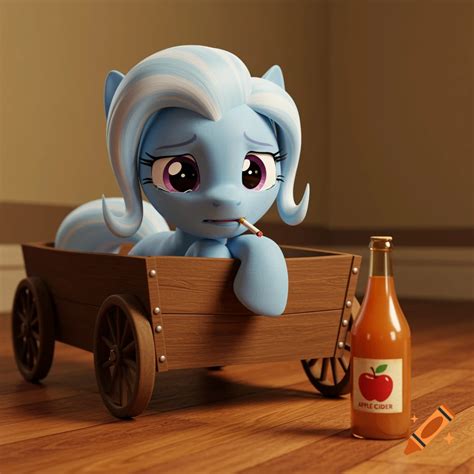 Trixie From Mlp Blushing With A Cigarette And Apple Cider On Craiyon