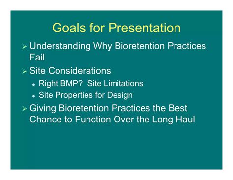 Bioretention Site Evaluation And Considerations For Design Pdf