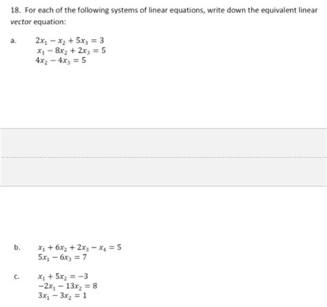 Solved For Each Of The Following Systems Of Linear Chegg