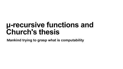Theoretical Computer Science Lecture 12 μ Recursive Functions And Churchs Thesis Youtube