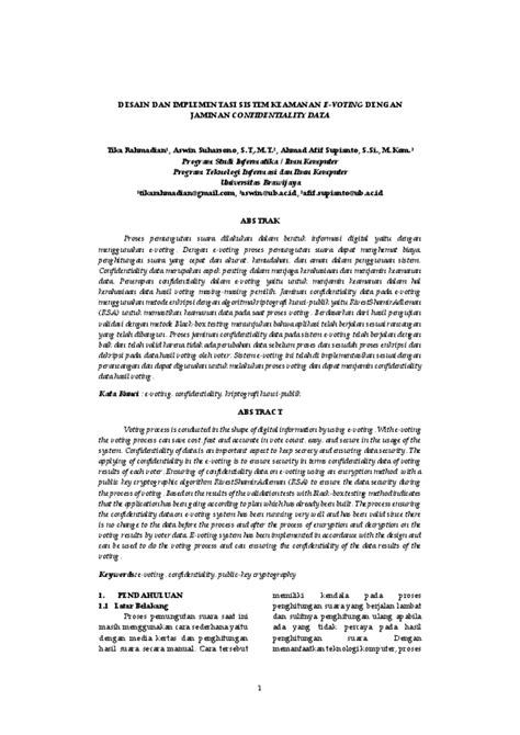 Pdf Desain Dan Implementasi Sistem Keamanan E Voting Dengan Jaminan