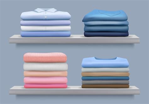 Premium Vector Stacked Clothes Folding Clean After Laundry Cotton Pile Of Fashioned Clothes