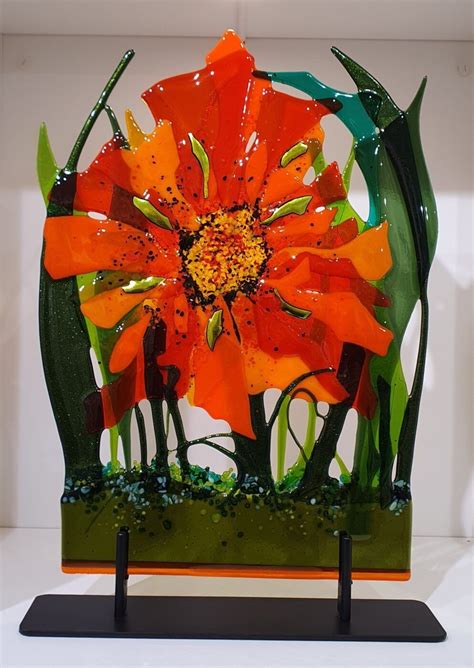 Orange Flower 2306verkocht Art And Planning Glazen Bloemen Glaskunst Grote Bloemen