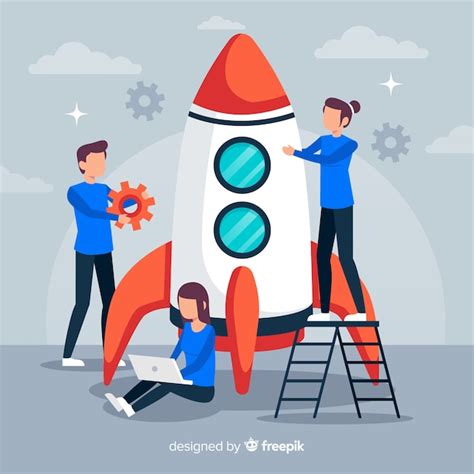 Free Vector Flat Engineers Building A Rocket