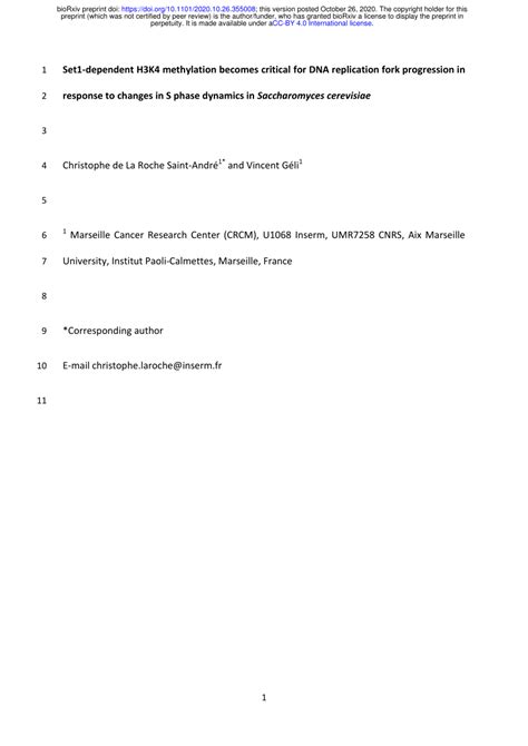 Pdf Set1 Dependent H3k4 Methylation Becomes Critical For Dna