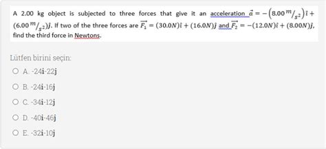 Solved A 2 00 Kg Object Is Subjected To Three Forces That