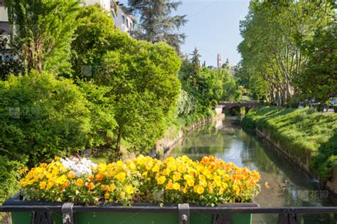 河流维琴察桥视角视点公园著名景点春天户外城市