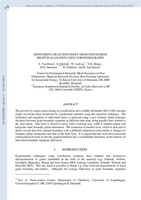 Pdf Monitoring Grain Boundary Migration During Recrystallisation Using Topotomography