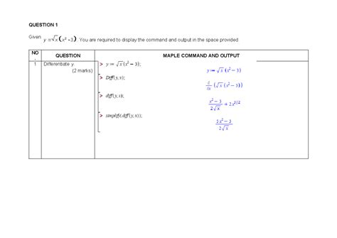 Practice Maple Lab Assignment Question 1 Given Y X X 2 3 You Are Required To Display The