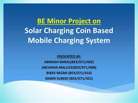 solar charging coin based mobile charging system ppt