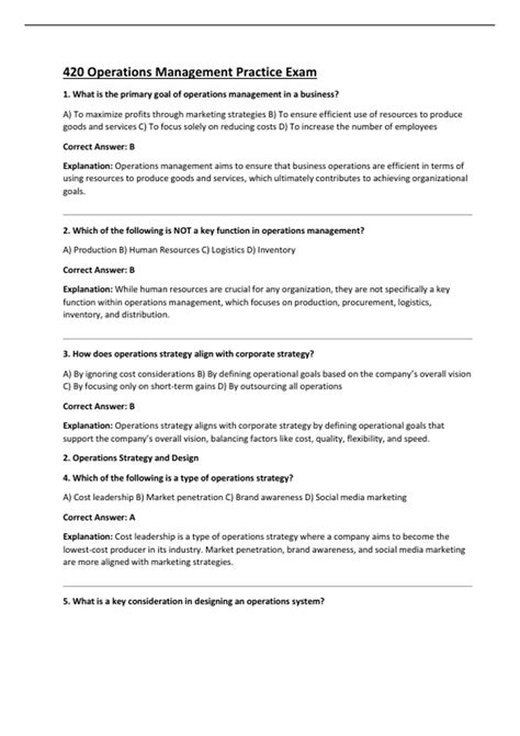 420 Operations Management Practice Exam Computers Stuvia Us